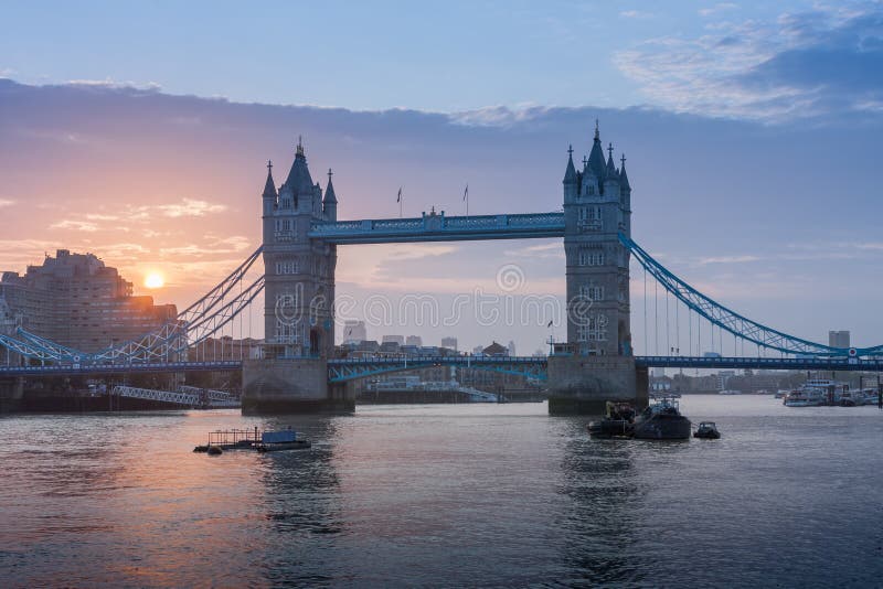 Tower Bridge in the Sunrise Time, London, England Stock Photo - Image ...