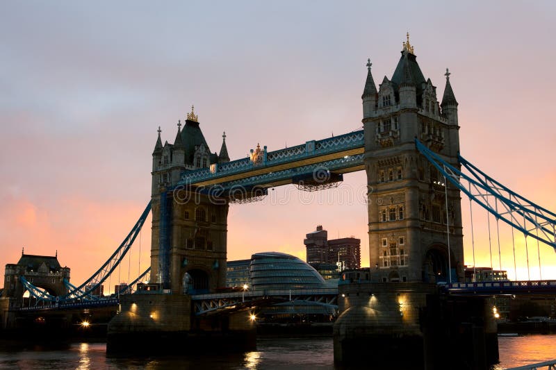 Tower Bridge at sunset stock photo. Image of drawbridge - 16420076