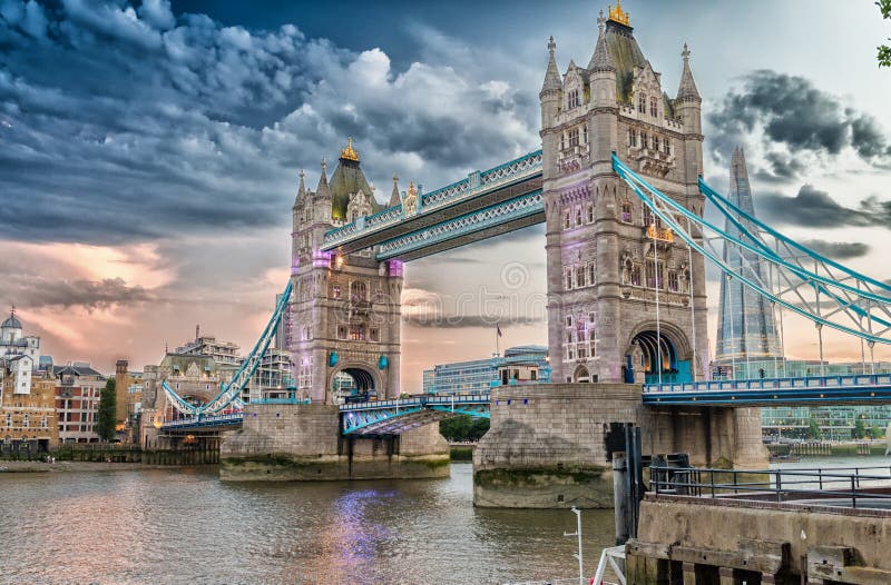 Tower Bridge at Sunset, London Stock Photo - Image of famous, blue ...