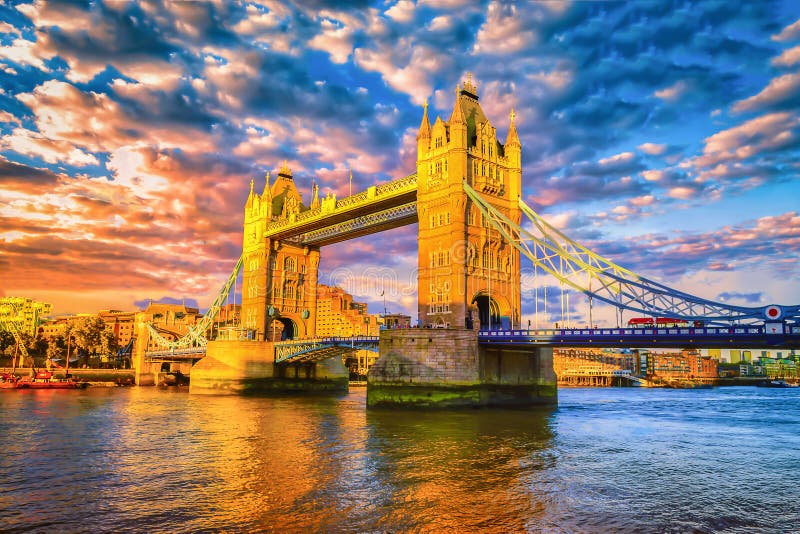 Tower Bridge at Sunset in London, UK Stock Photo - Image of skyline ...