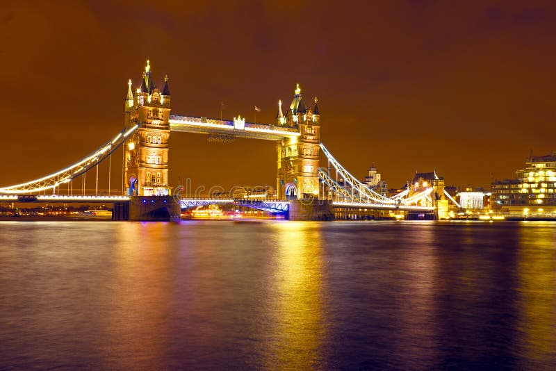 Tower bridge UK by night stock image. Image of stone - 47811031
