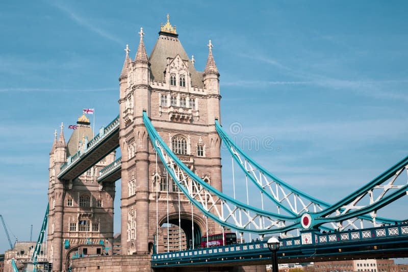 Tower Bridge with White Flower Blossom London in Spring. Stock Image ...