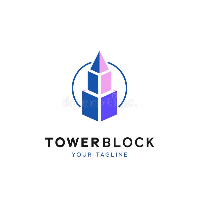 Tower Building Block Logo Icon Symbol Template Stock Vector ...