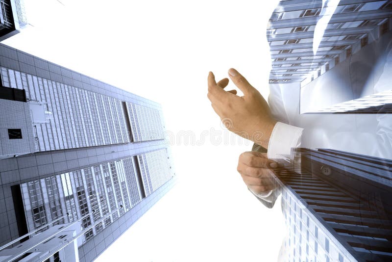 Tower Building Bottom To Top View with a Businessman Stock Image ...