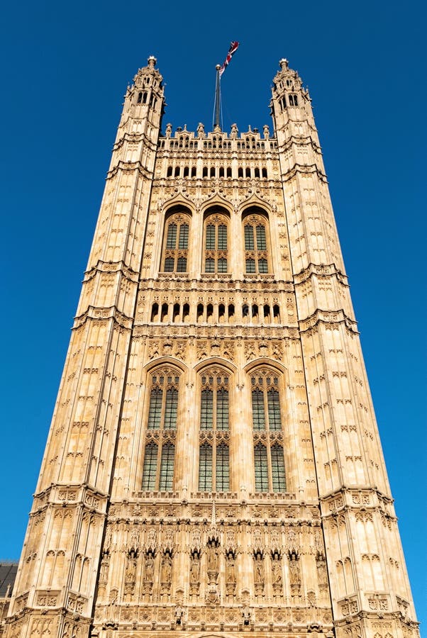 Tower in the Building of British Parliament Stock Photo - Image of ...