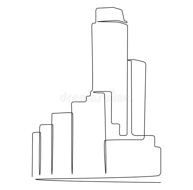 Tower Building Continuous Single Line Drawing. Minimalistic Simple ...