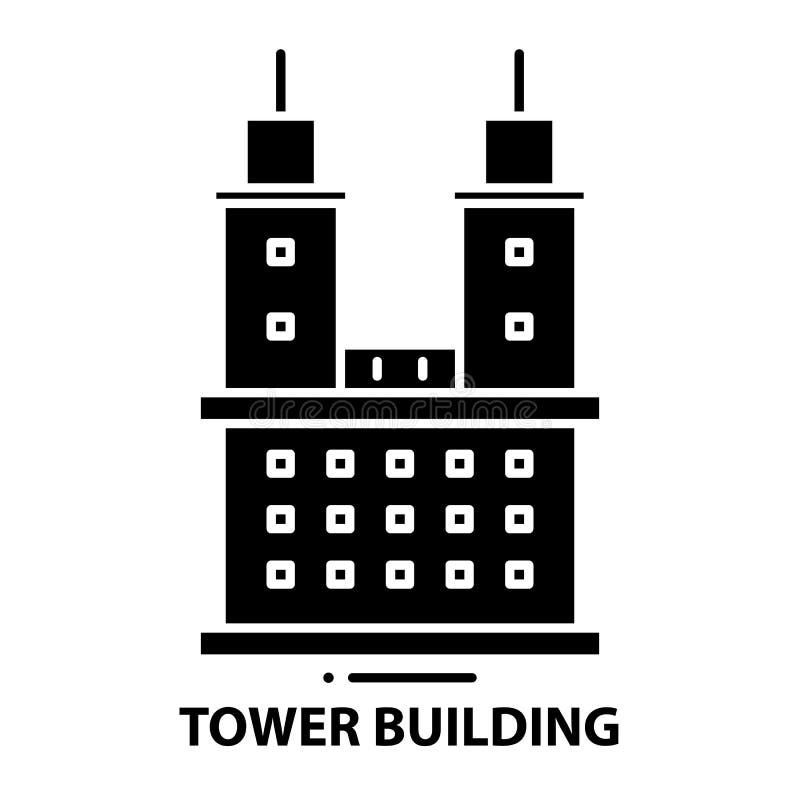 Tower Building Icon, Black Vector Sign with Editable Strokes, Concept ...