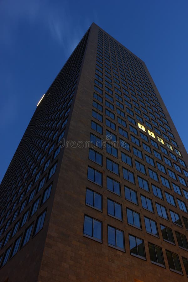 Tower Building with Illuminated Windows Stock Photo - Image of office ...