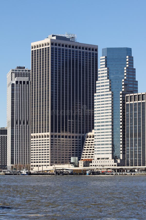 Tower Buildings In New York City Stock Image - Image of glass, river ...