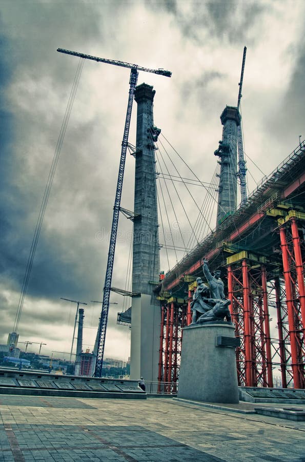 Tower cable-stayed bridge stock image. Image of support - 20947287