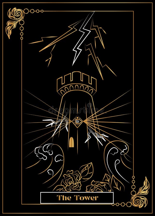 The Tower Card stock vector. Illustration of fantasy - 256598559