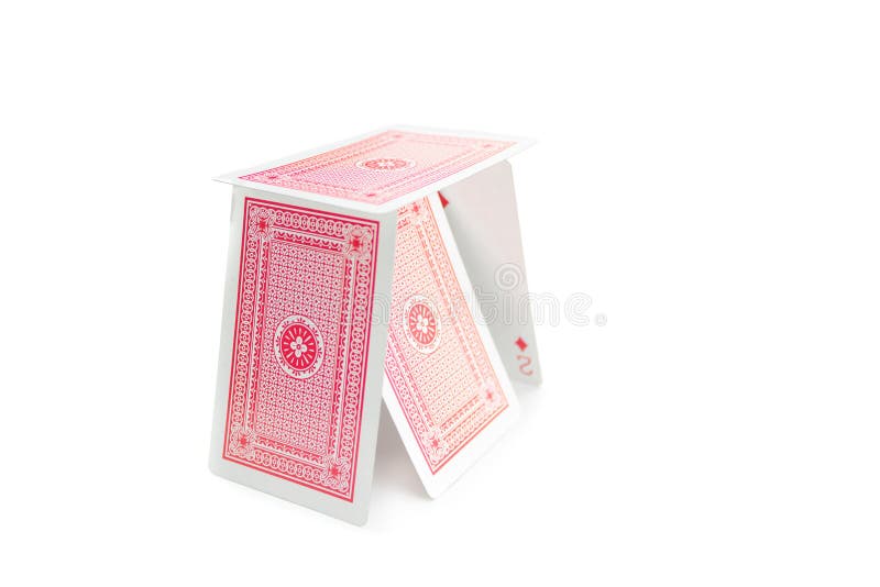 Tower of cards with hammer stock image. Image of cards - 5499643