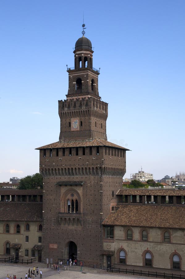 Tower of Castello Sforzesco Stock Image - Image of kremlin, summer ...