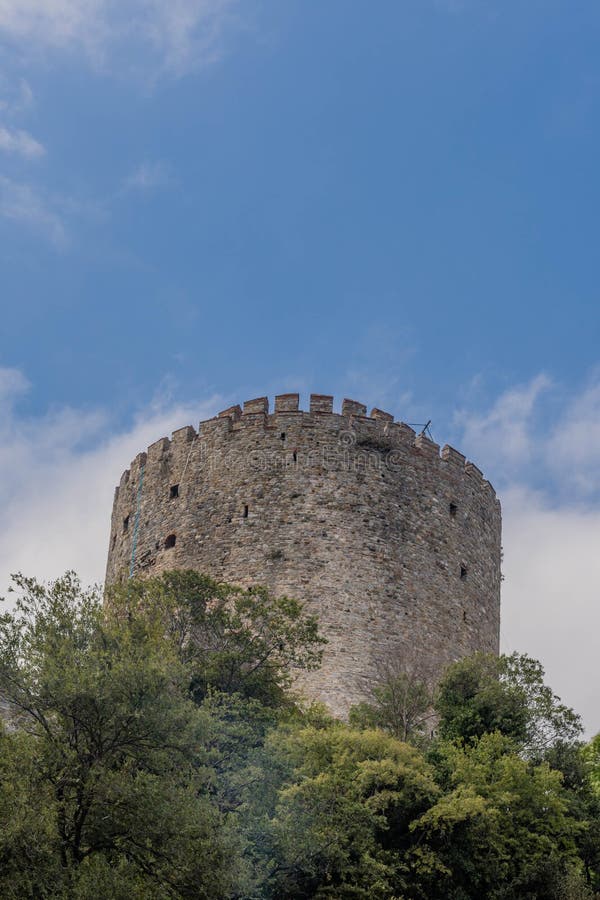 Tower of Castle Ruins Behind Treeline Stock Image - Image of bosphorus ...