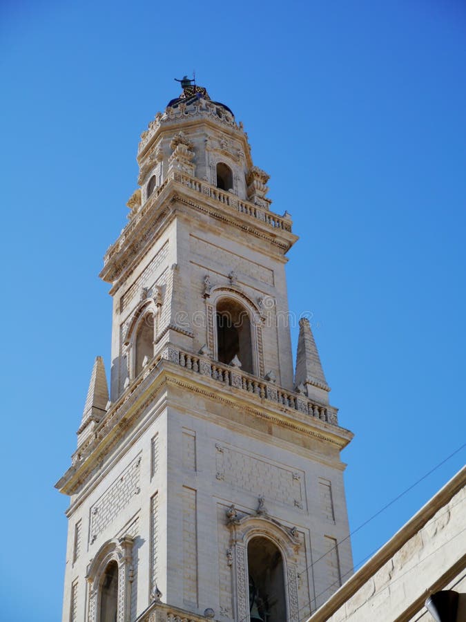 The Tower of the Cathedral in Lecce Stock Photo - Image of spire, aged ...