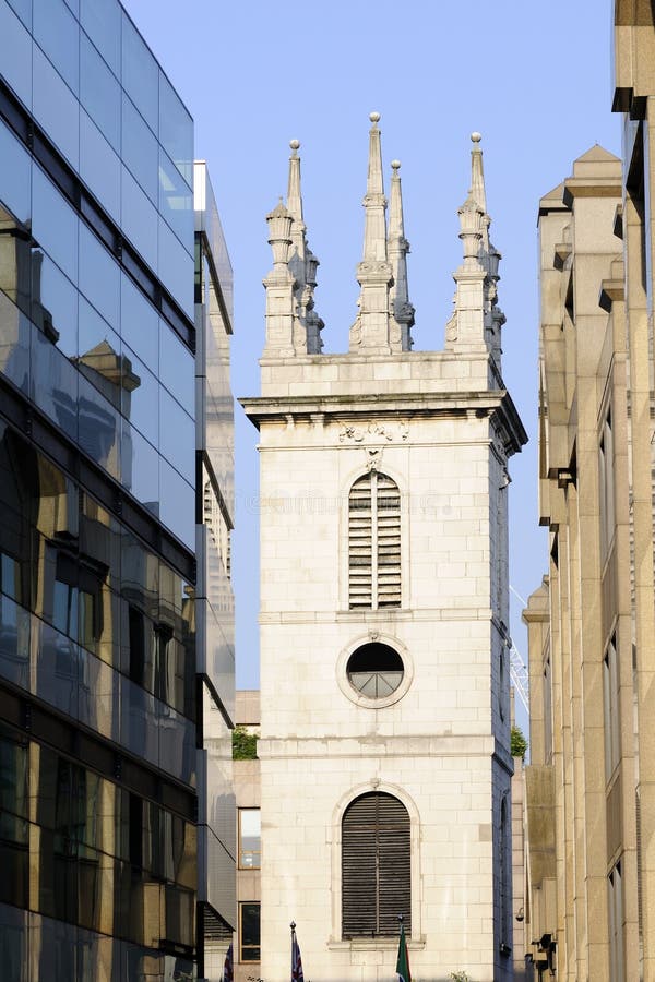Tower of Church and New Buildings Stock Photo - Image of tower ...