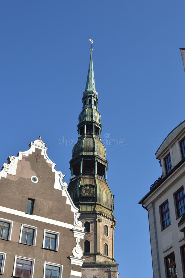 Tower of church in Riga stock photo. Image of building - 110260904