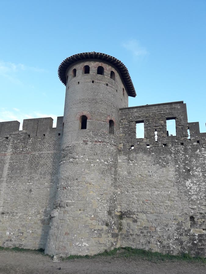 Tower of Citadel between Stone Wall with Windows Stock Image - Image of ...