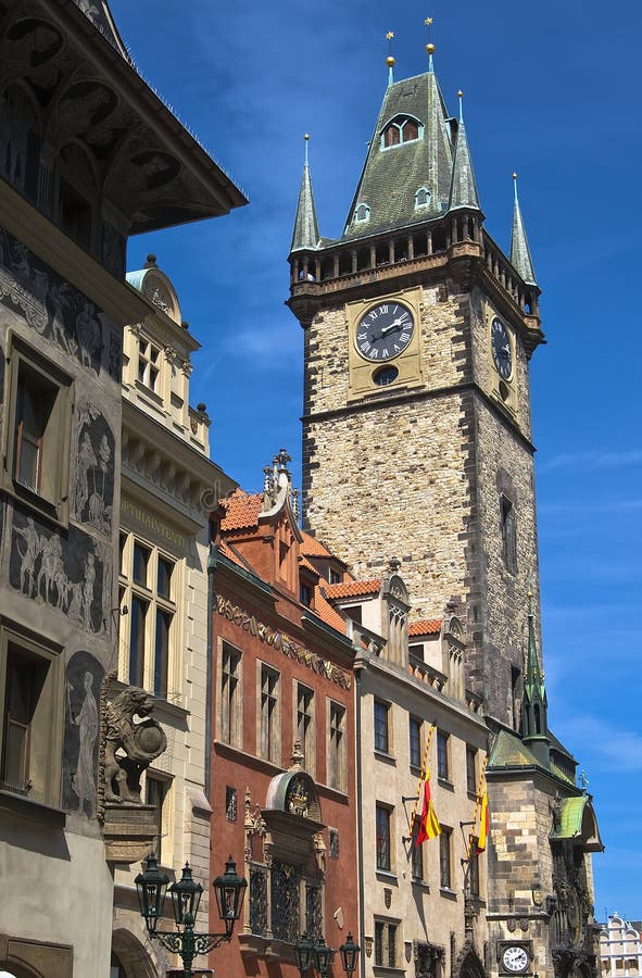 Tower City Hall in Old Town Square Stock Image - Image of culture ...
