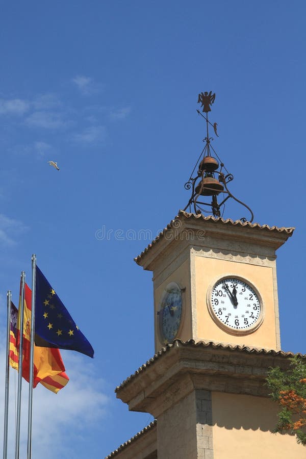 Tower clock stock image. Image of weather, weathercock - 37632433