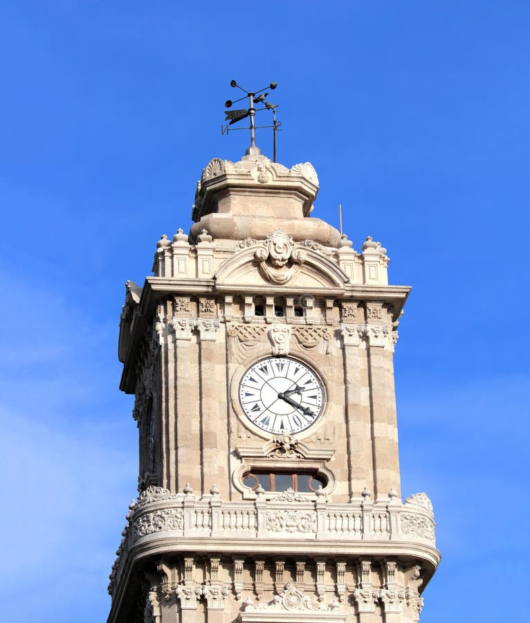 Tower with Clock in Dolmabahce Palace - Istanbul Stock Image - Image of ...