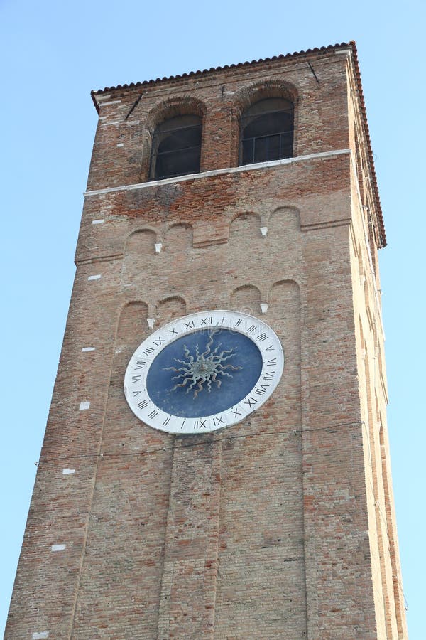 Tower with Clock with Roman Numerals and a Single Hour Hand Stock Photo ...