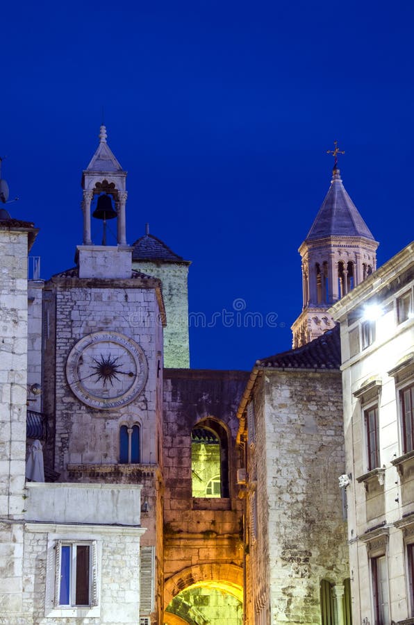 Tower Clock in Split Croatia Stock Photo - Image of christian, famous ...