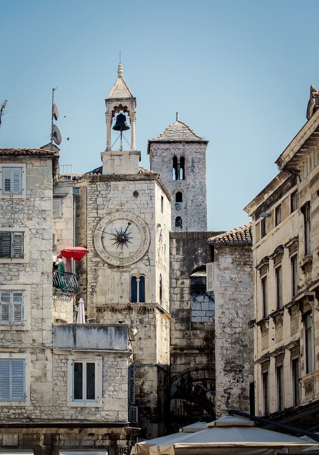 Tower Clock in Split, Croatia Stock Photo - Image of famous, travel ...