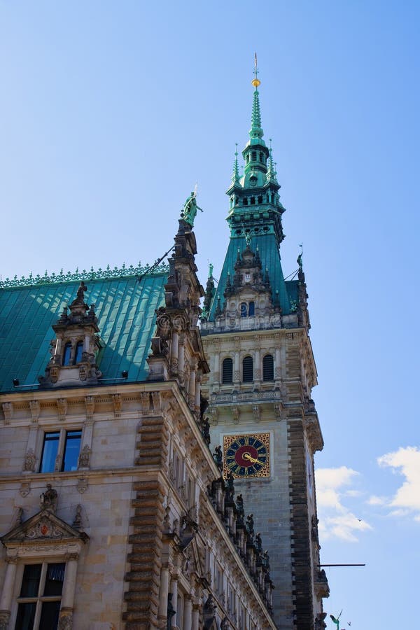 Tower with Clock on Town Hall in Hamburg Editorial Stock Photo - Image ...