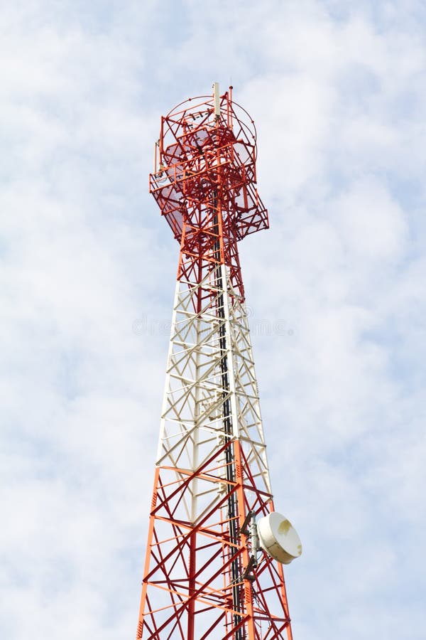 Tower for Communications with Telecommunications Stock Image - Image of ...