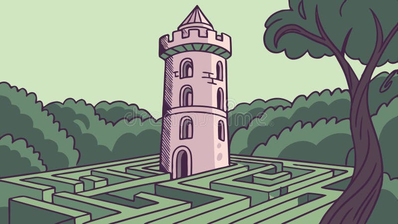 Tower within a Complex Maze, Strategy and Exploration, Vector Design ...