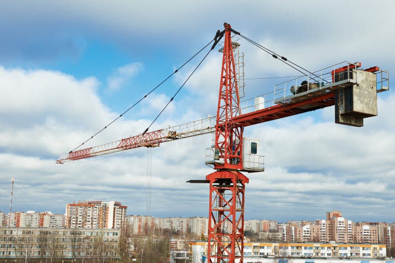Tower Construction Crane Over City Stock Photo - Image of strength ...