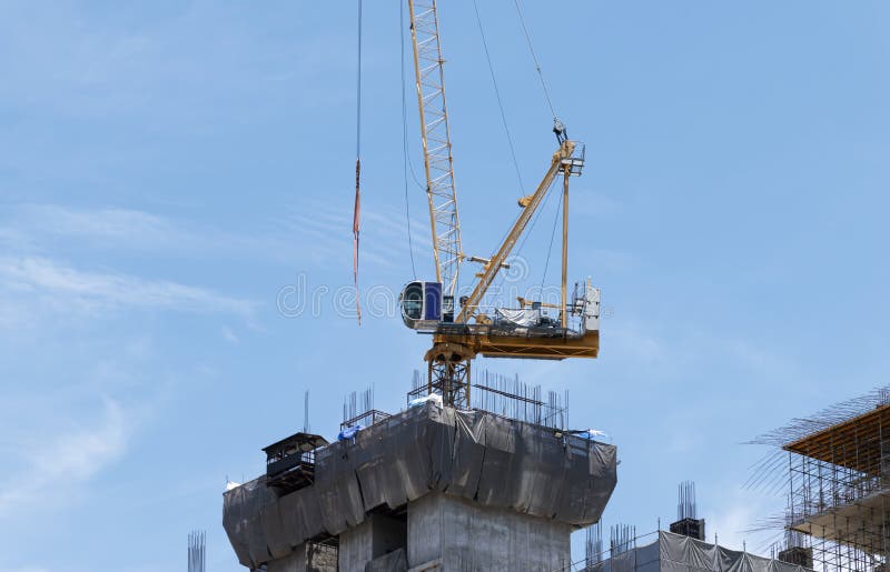 Tower Construction Crane in Rooftop Building Construction Site Stock ...
