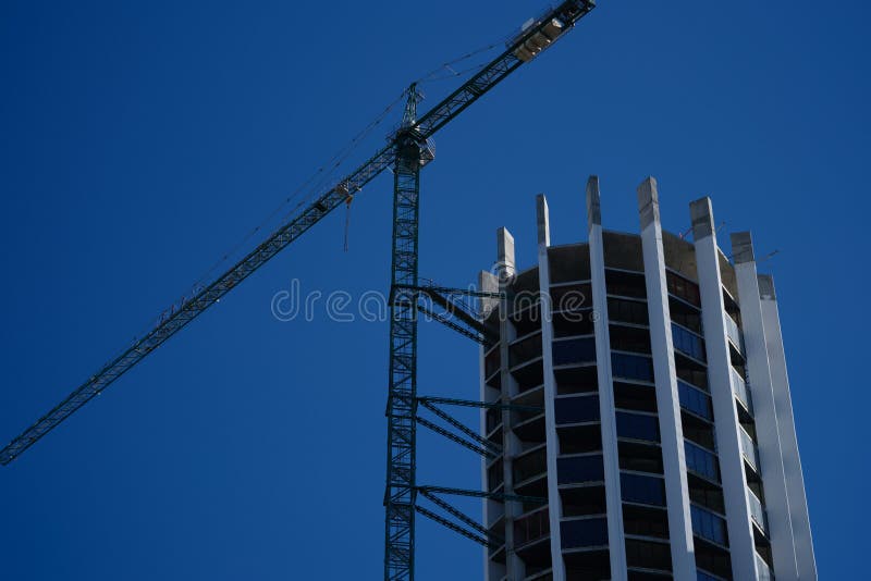 Tower Crane in Action Construction of a New Round Shaped Multi-storey ...