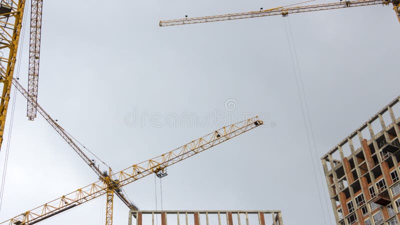 Tower Crane Against the Blue Sky, Close Up, Details Stock Image - Image ...