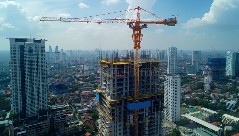 Tower Crane and Building Under Construction Stock Image - Image of ...