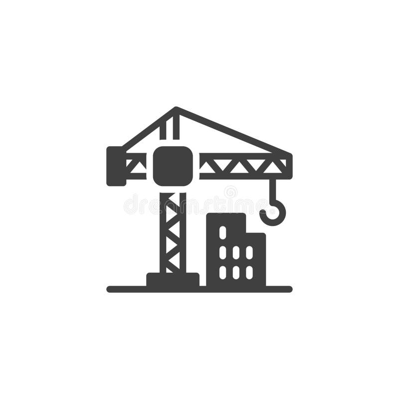 Tower Crane and Building Vector Icon Stock Vector - Illustration of ...