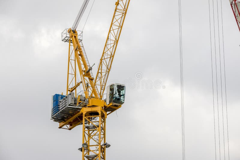 Tower crane with cabin stock image. Image of cabin, operator - 96333225
