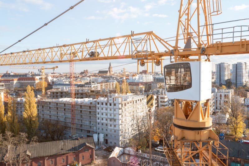 Tower Crane Cabin Close Up, Construction of Multi-storey Buildings ...