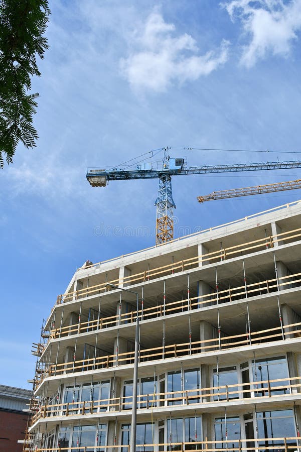Tower Crane at the Construction of an Apartment Building Stock Image ...