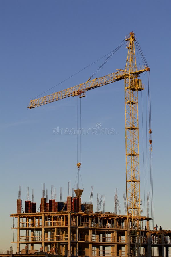 Tower Crane on the Construction of a Building with a Frame of ...