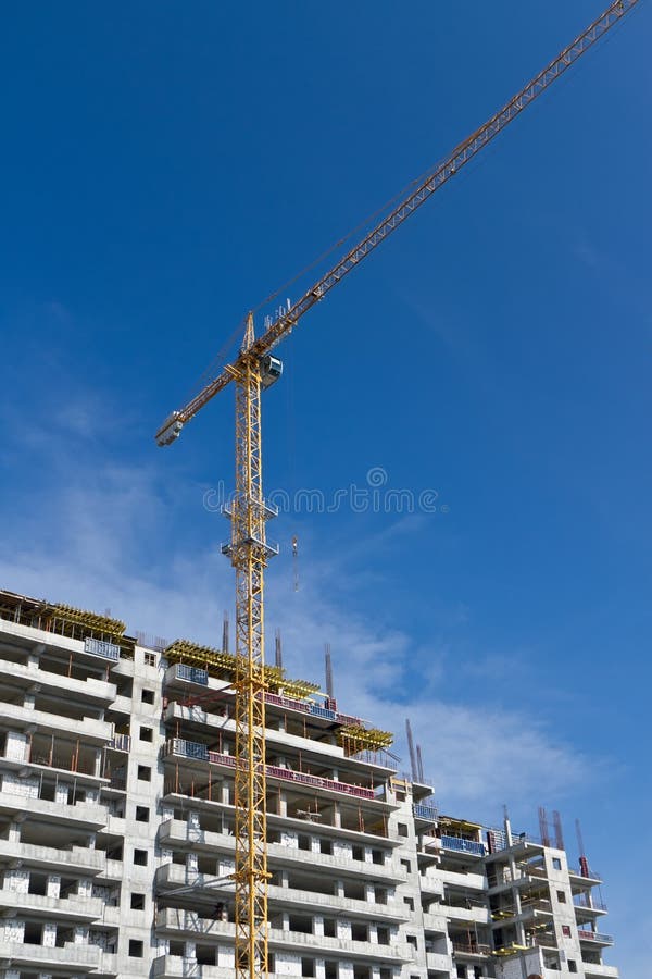 Tower Crane on a Construction Site Stock Image - Image of blue ...