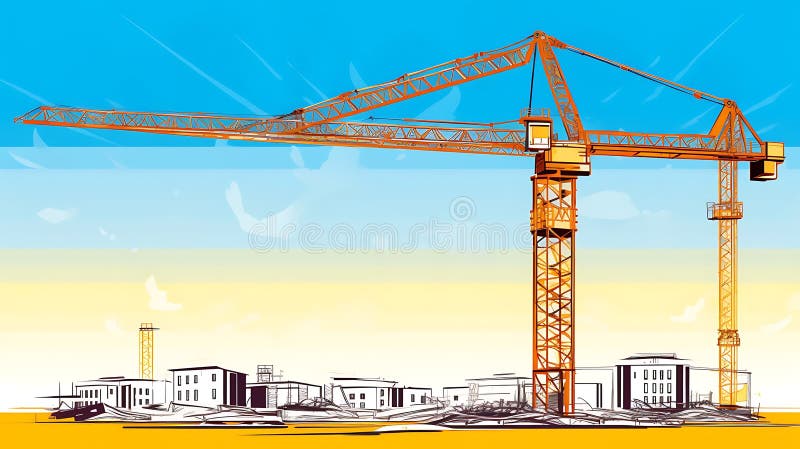 Tower Crane Construction Site Building Project Stock Illustration ...