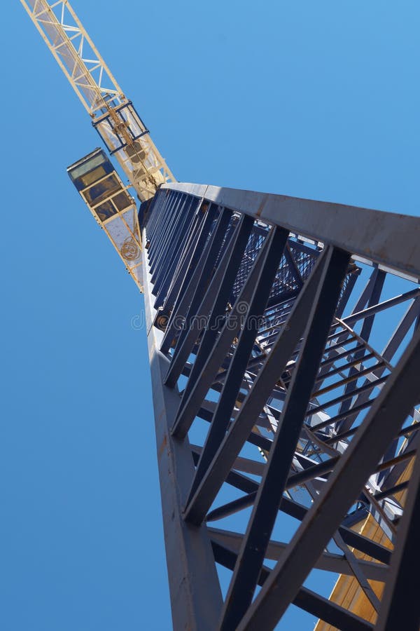 Tower Crane at Construction Site. Narrow View from Below Stock Photo ...