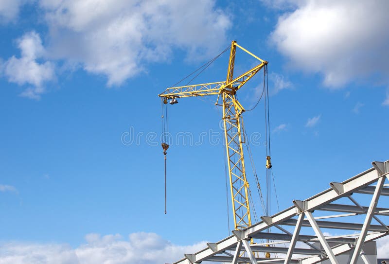 Tower Crane Over Construction Building Top Stock Photo - Image of cord ...
