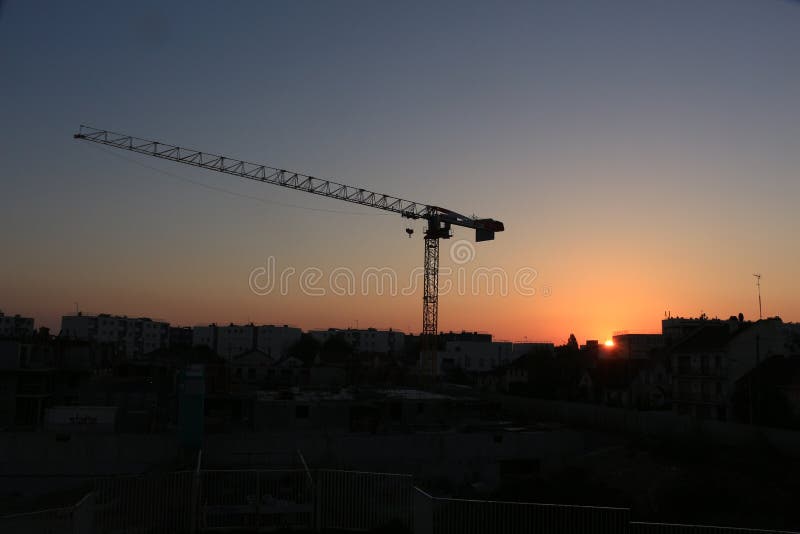 Tower Crane in the Light of the Rising Sun Stock Image - Image of hook ...