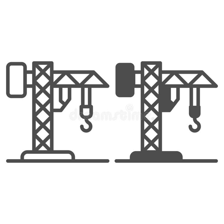 Tower Crane Line and Solid Icon, Building Construction Concept. Vector ...