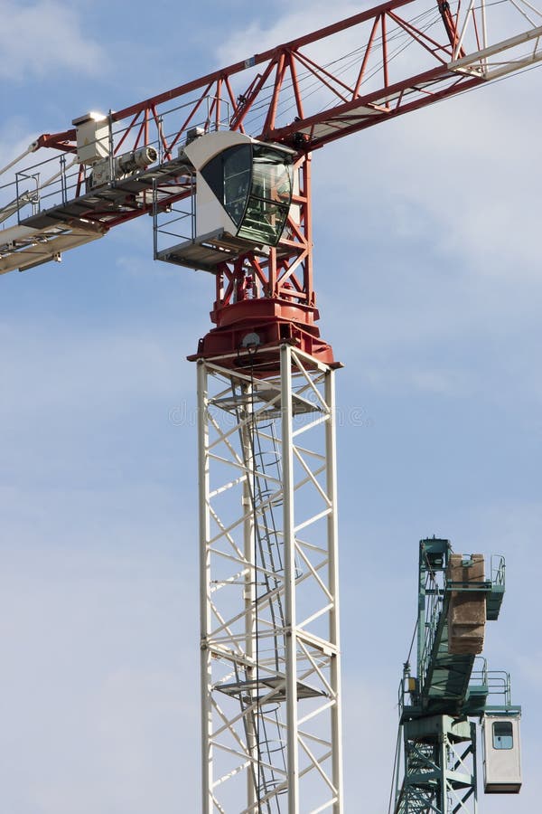 Tower Crane Machine, Operators Cab and Load Concrete Weights Stock ...