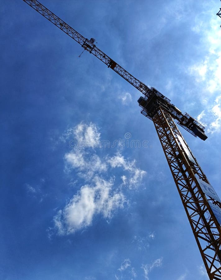 Tower Crane Office Development Project Soaring High in the Blue Sky ...