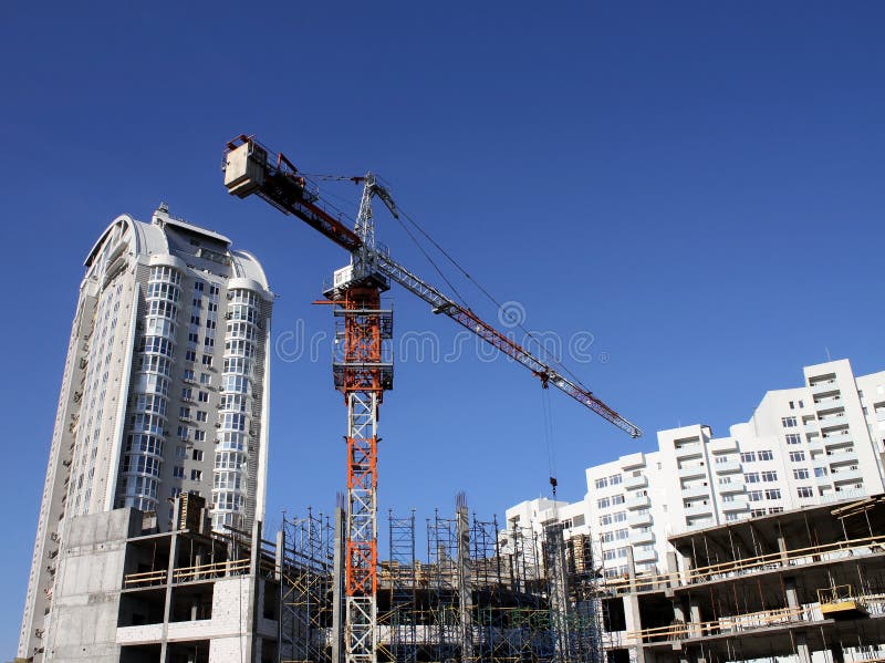 Tower Crane Over Concrete Frame of Building Construction Stock Image ...